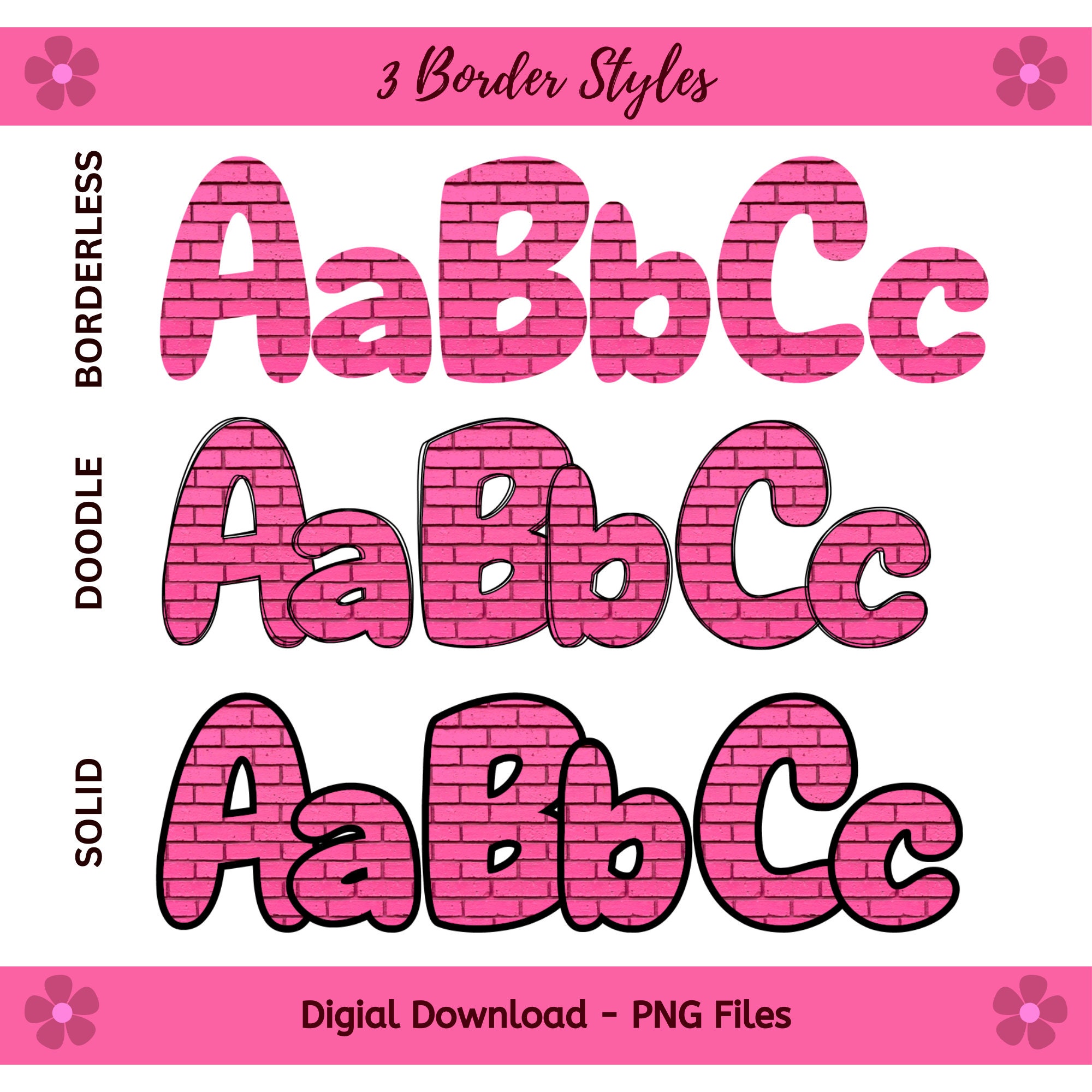 Pink Bricks Digital Alphabet Set, Printable PNG Alpha Pack Design ...