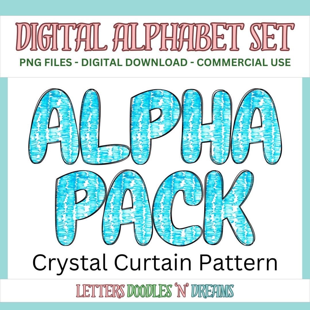 Blue Crystals Digital Alphabet Set, Printable PNG Alpha Pack Design ...