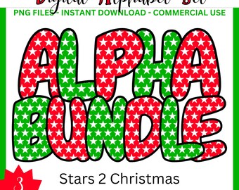 Christmas Stripes Digital Alphabet Set, Printable PNG Alpha Pack Design ...