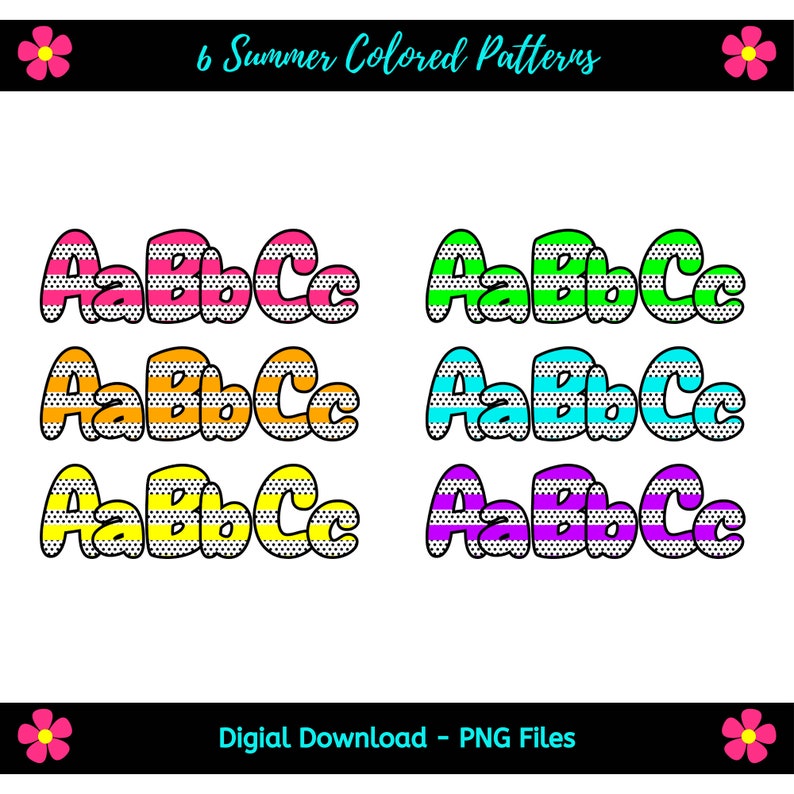 Bright Polka Ribbon Digital Alphabet Set, Printable PNG Alpha Pack ...