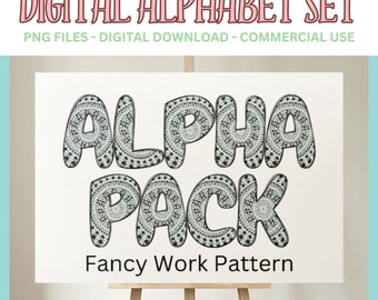 Sunflower Digital Alphabet Set, Printable PNG Alpha Pack Design, Doodle ...