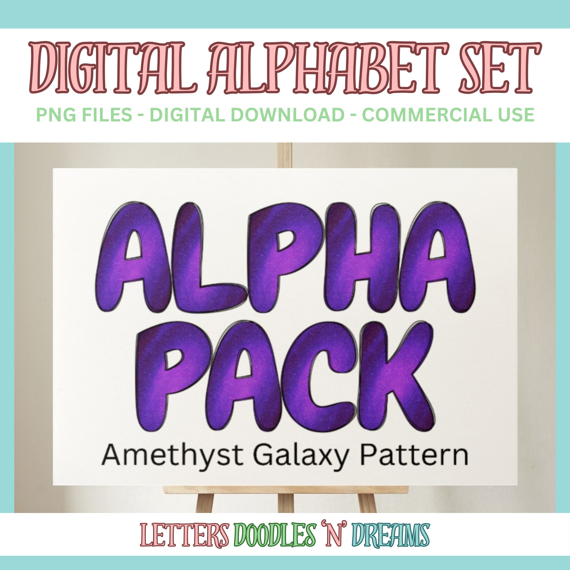 Purple Sky Digital Alphabet Set, Printable PNG Alpha Pack Design ...