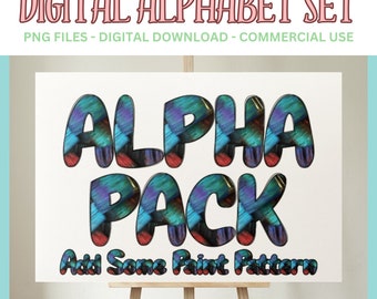 Stars & Polkas Digital Alphabet Set, Printable PNG Alpha Pack Design ...