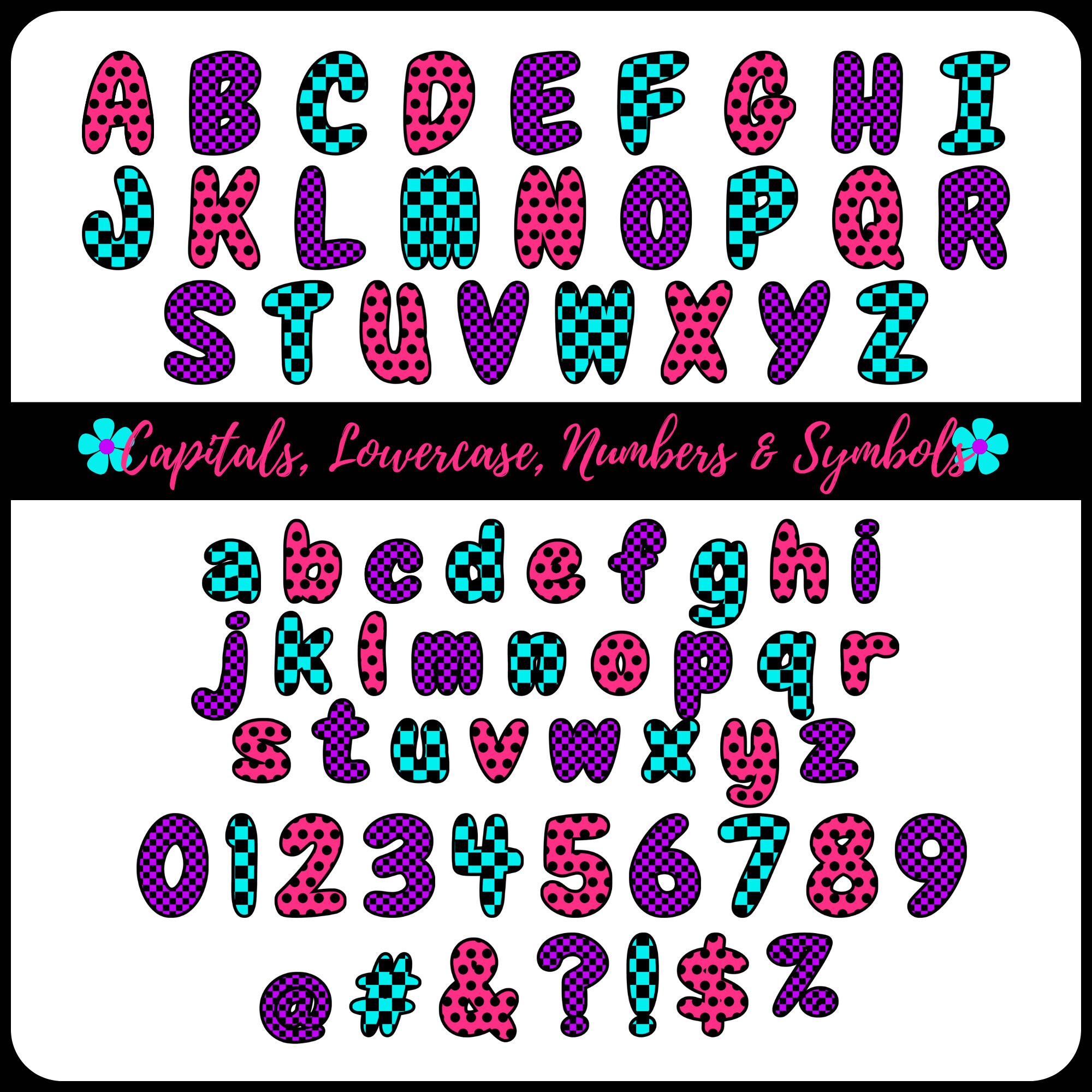 Polka & Checkers Digital Alphabet Set, Printable PNG Alpha Pack Design ...