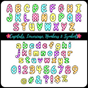 Bright Large Check Digital Alphabet Set, Printable PNG Alpha Pack ...