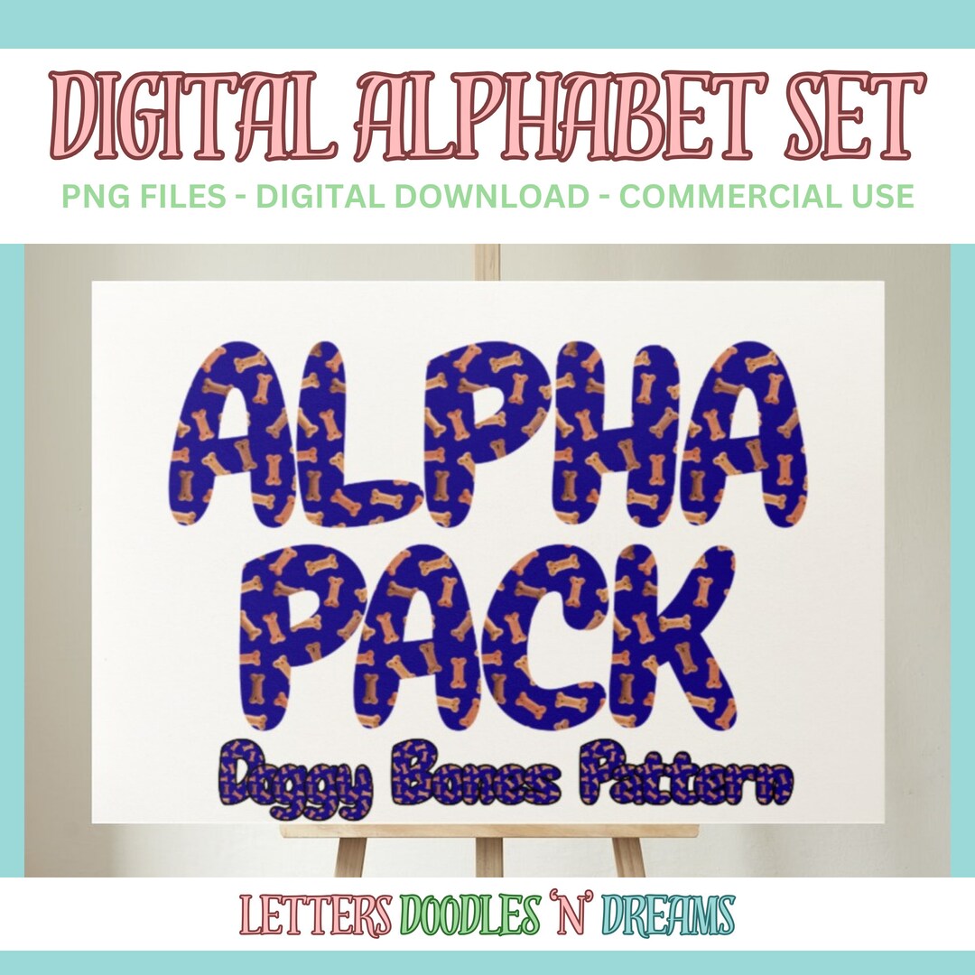 Digital Alphabet Set, Printable PNG Alpha Pack Design, Doodle Clipart ...