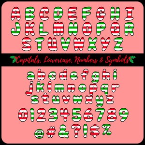 Christmas Stripes Digital Alphabet Set, Printable PNG Alpha Pack Design ...