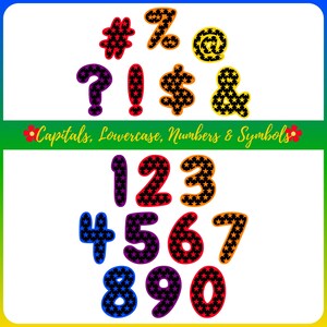 Rainbow Stars Alpha Doodle Letter Font PNG Clipart Printable Digital ...