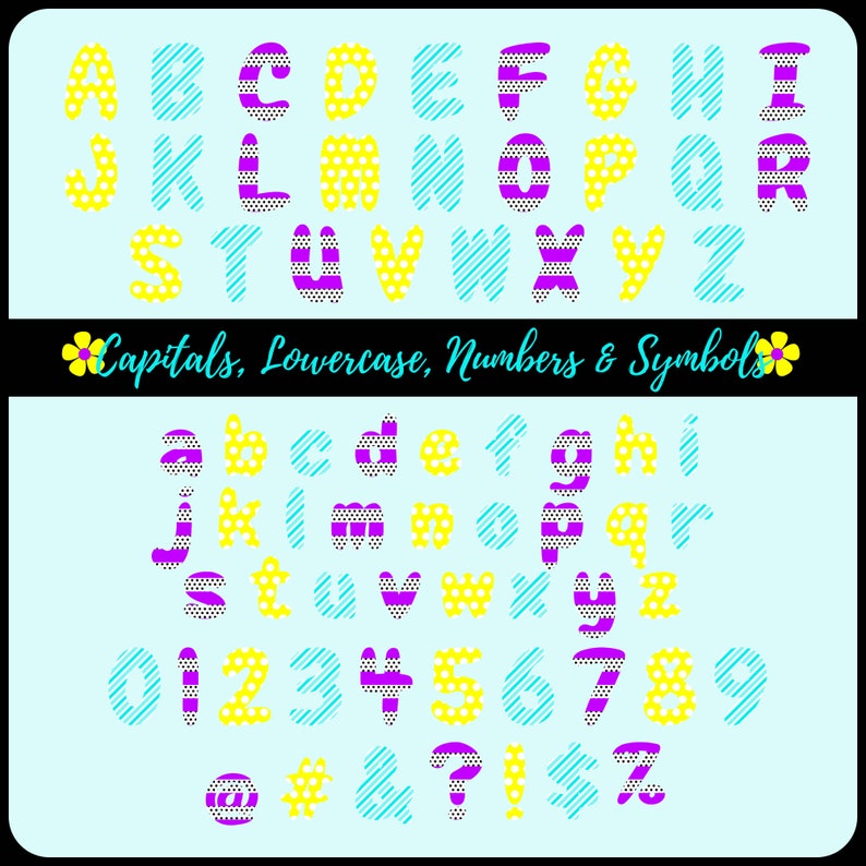 Polkas & Stripes Digital Alphabet Set, Printable PNG Alpha Pack Design ...