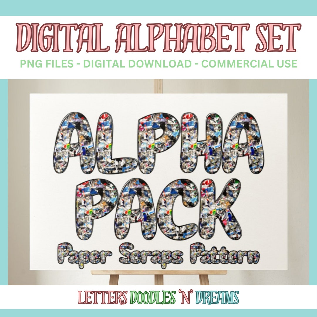 Torn Paper Flyers Digital Alphabet Set, Printable PNG Alpha Pack Design ...