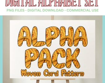 Orange Board Stripe Digital Alphabet Set, Printable PNG Alpha Pack ...