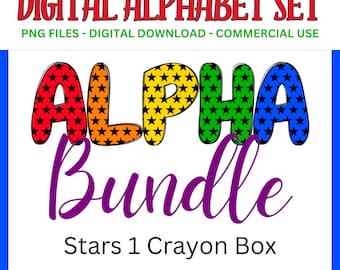 Checkers & Stars Digital Alphabet Set, Printable PNG Alpha Pack Design ...