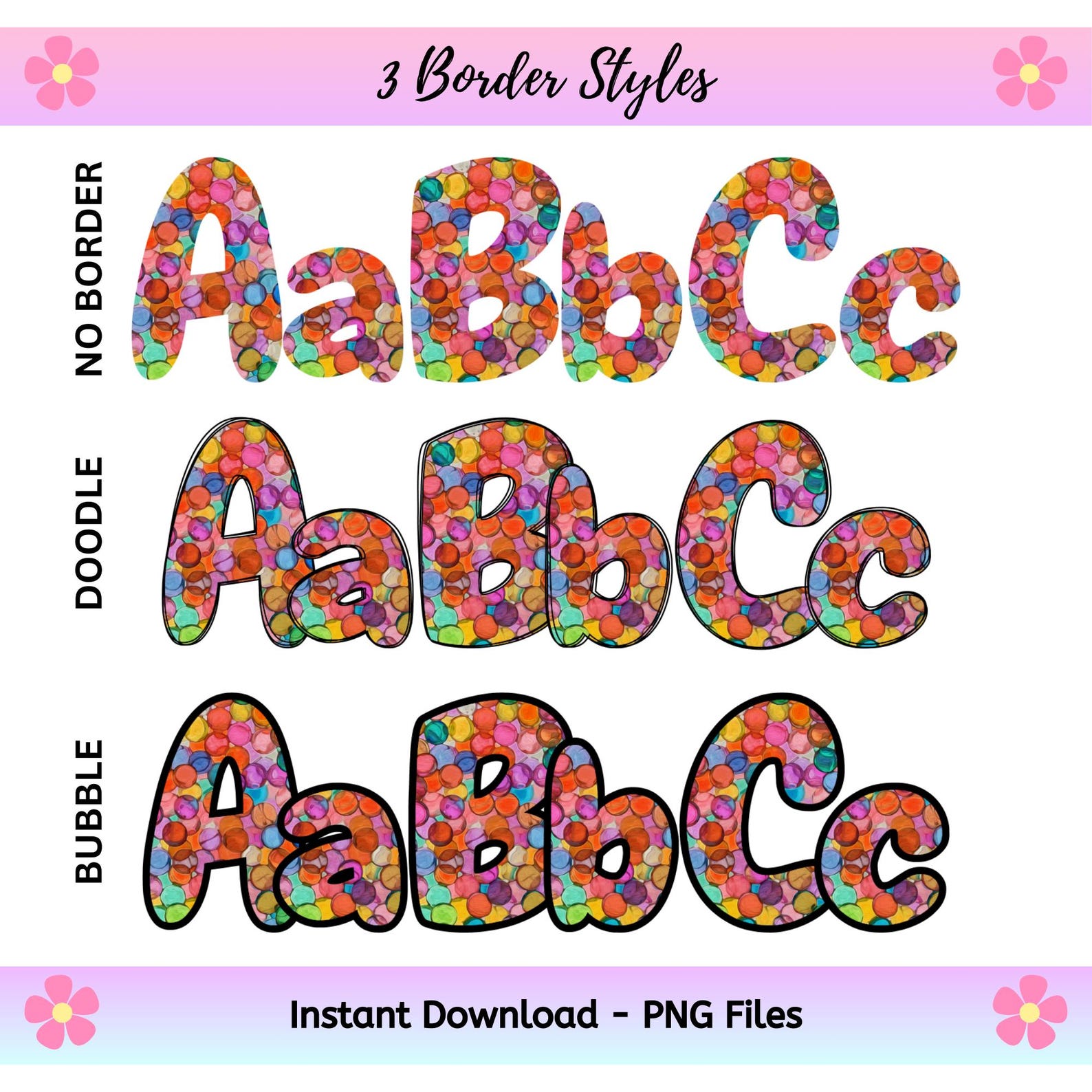 Colorful Circles Digital Alphabet Set, Printable PNG Alpha Pack Design ...
