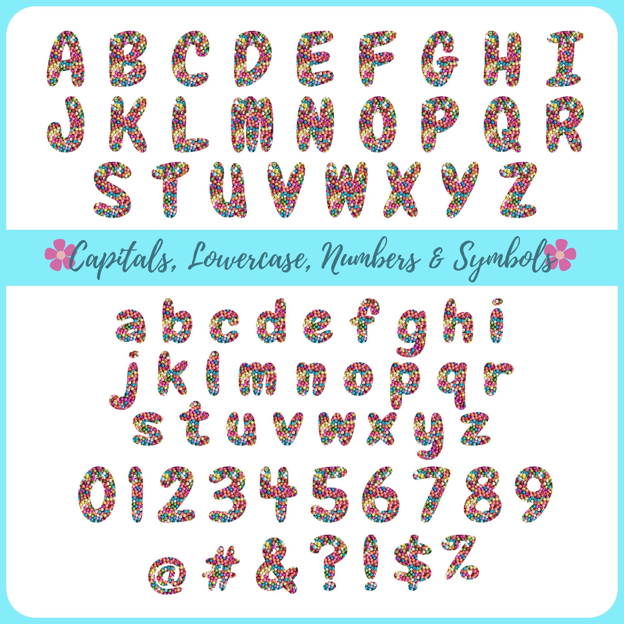 Rainbow Beads Digital Alphabet Set, Printable PNG Alpha Pack Design ...