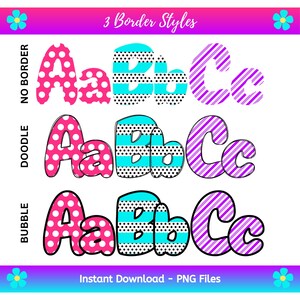 Polkas & Stripes Digital Alphabet Set, Printable PNG Alpha Pack Design ...