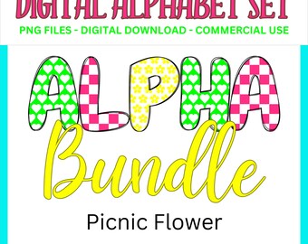 Polka & Checkers Digital Alphabet Set, Printable PNG Alpha Pack Design ...