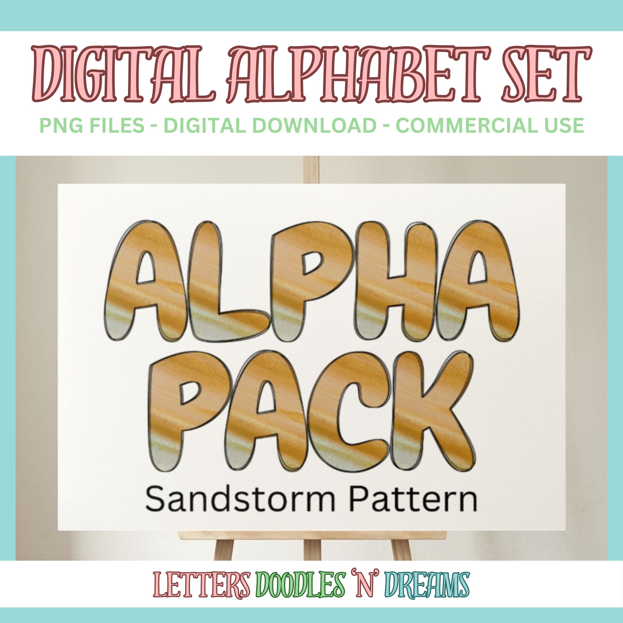 Gold Stripe Digital Alphabet Set, Printable PNG Alpha Pack Design ...