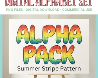 Stars & Streamers Digital Alphabet Set, Printable PNG Alpha Pack Design ...