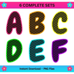 Bright Mini Polka Dot Alpha Doodle Letter Font PNG Clipart Printable ...
