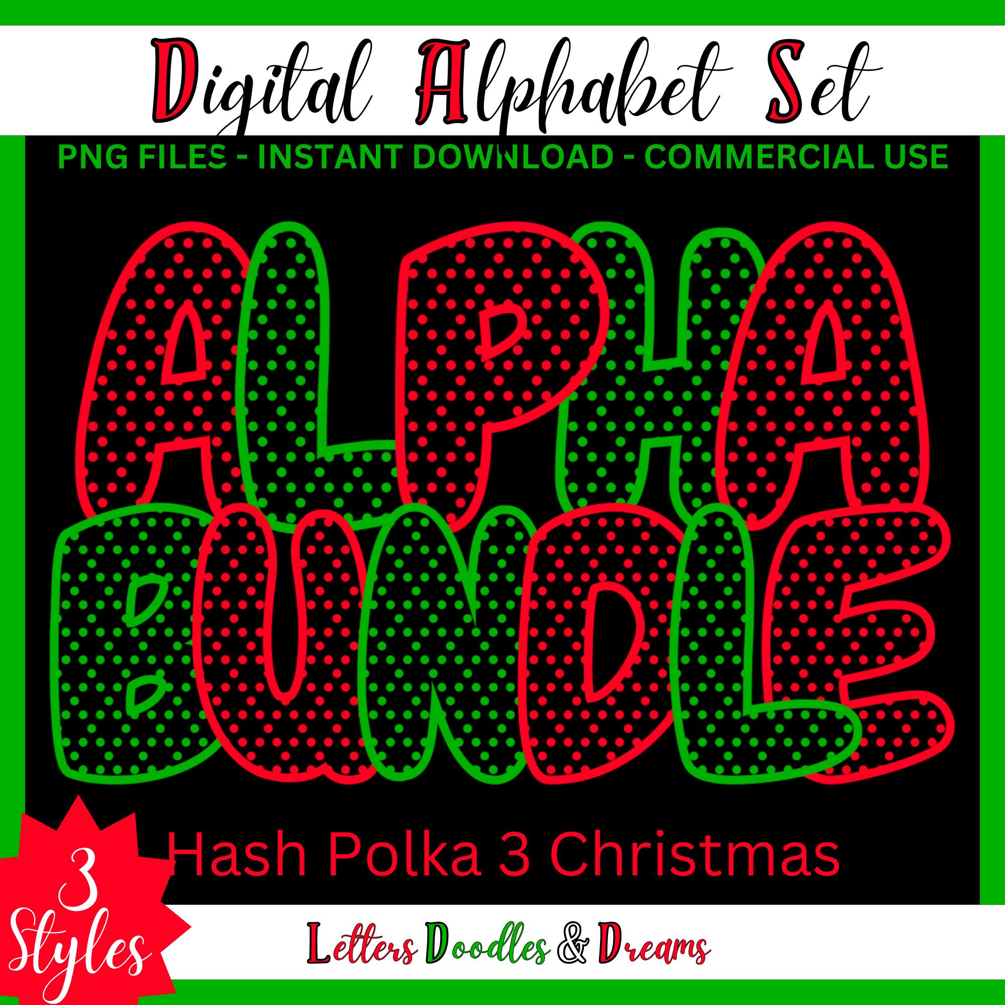 Christmas Mini Polka Dots Digital Alphabet Set, Printable PNG Font ...
