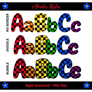Rainbow Checkers Digital Alphabet Set, Printable PNG Alpha Pack Design ...