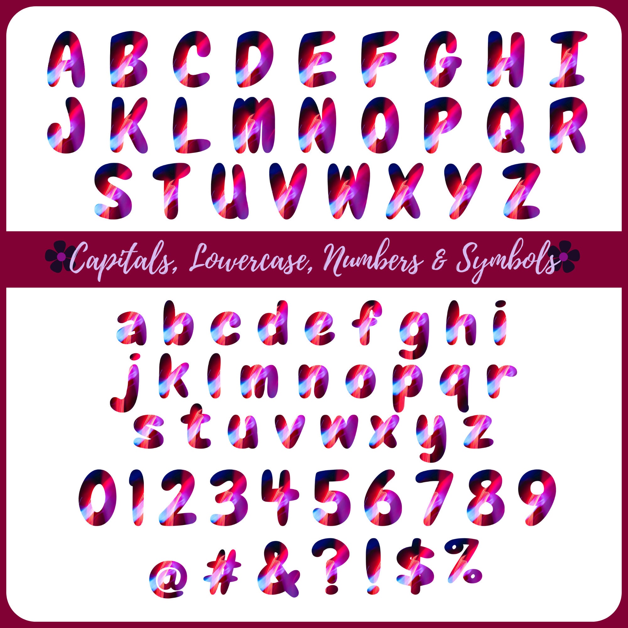 Abstract Light Digital Alphabet Set, Printable PNG Alpha Pack Design ...