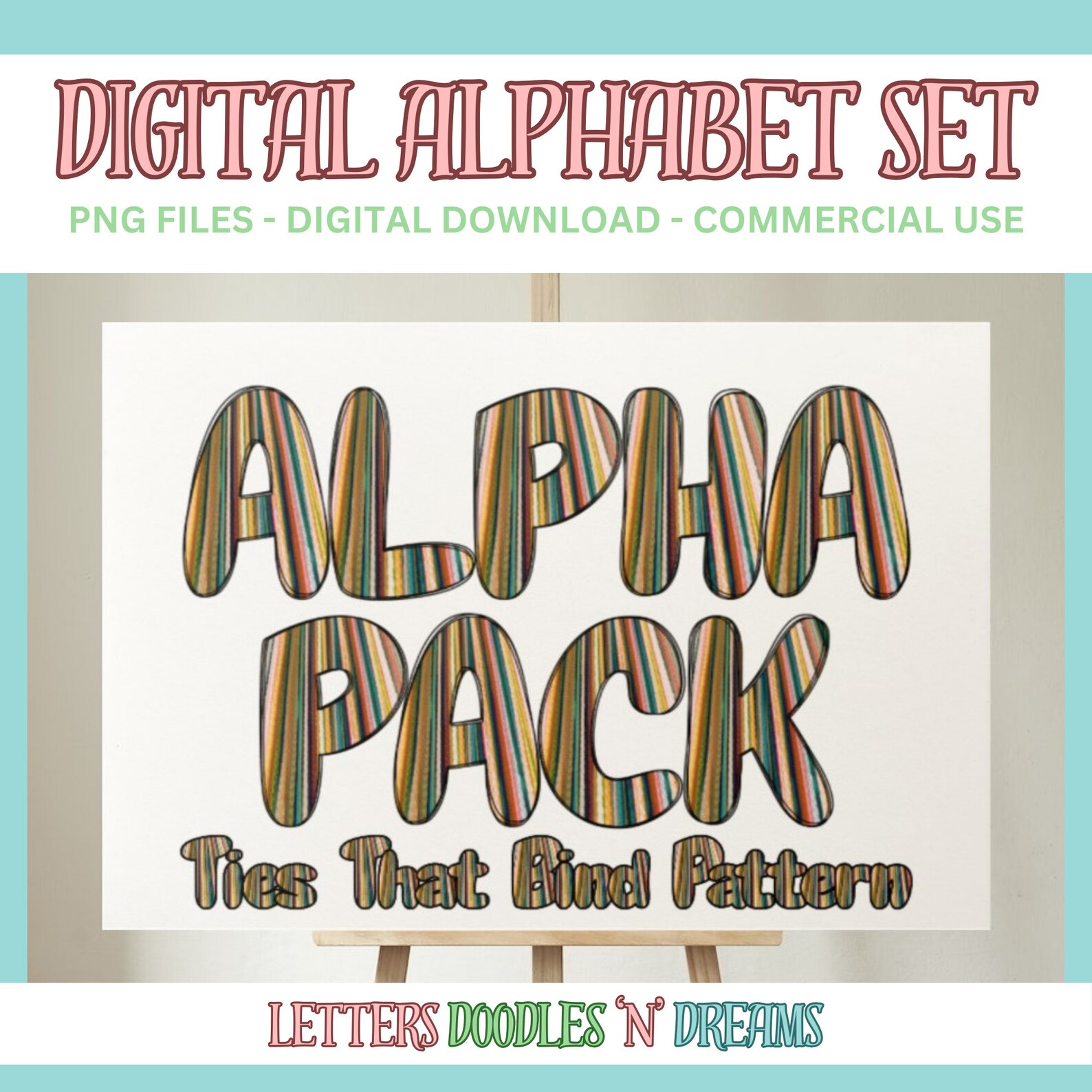 Braided Cords Digital Alphabet Set, Printable PNG Alpha Pack Design ...