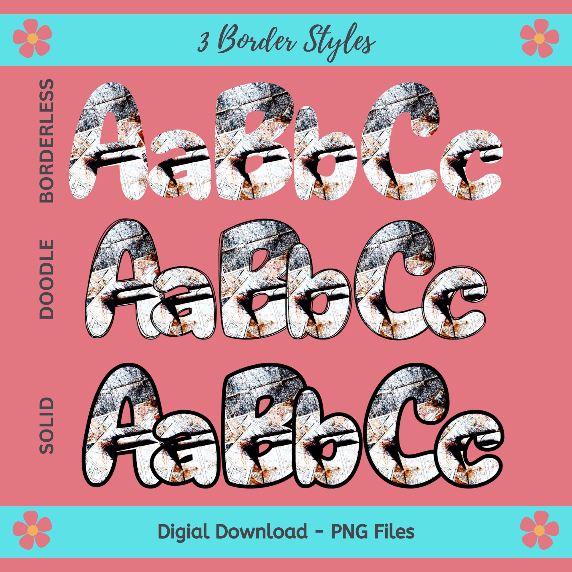 Travel Maps Digital Alphabet Set, Printable PNG Alpha Pack Design ...