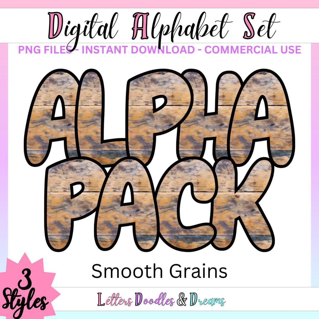 Weathered Wood Digital Alphabet Set, Printable PNG Alpha Pack Design ...