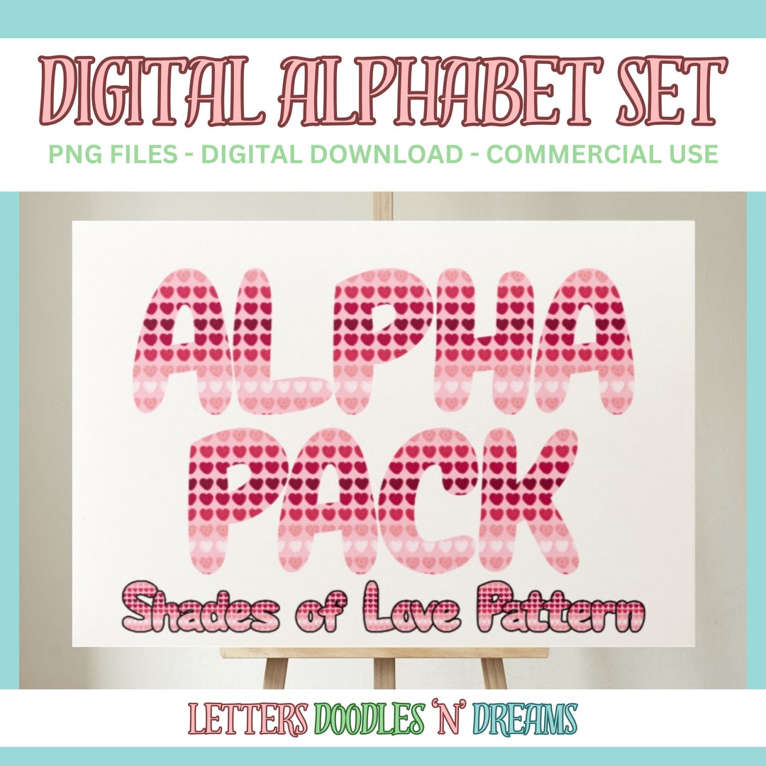Digital Alphabet Set, Printable PNG Alpha Pack Design, Doodle Clipart ...