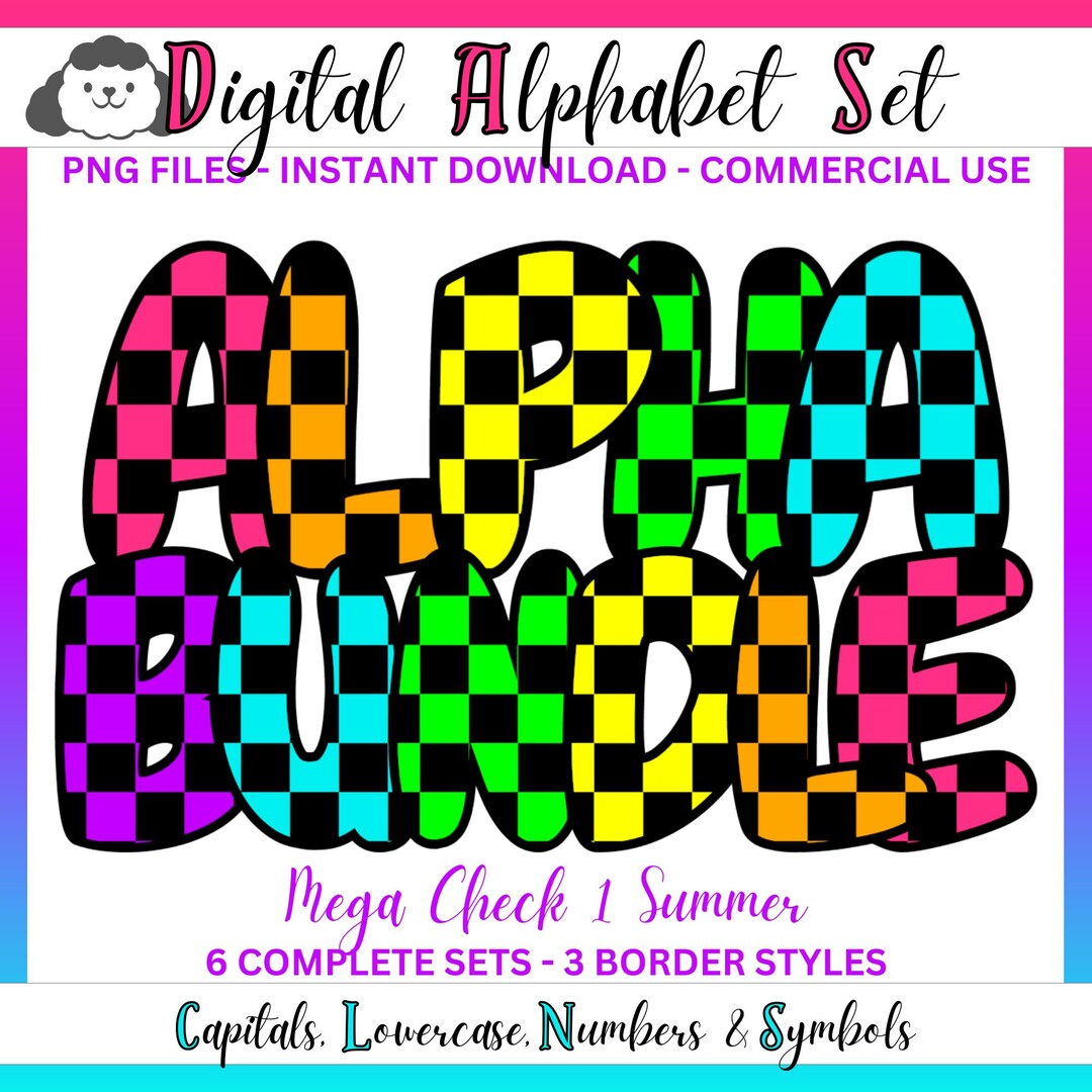 Big Check Alpha Doodle Letter Font PNG Clipart Printable Digital ...
