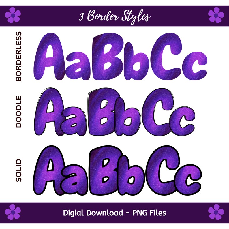 Purple Sky Digital Alphabet Set, Printable PNG Alpha Pack Design ...