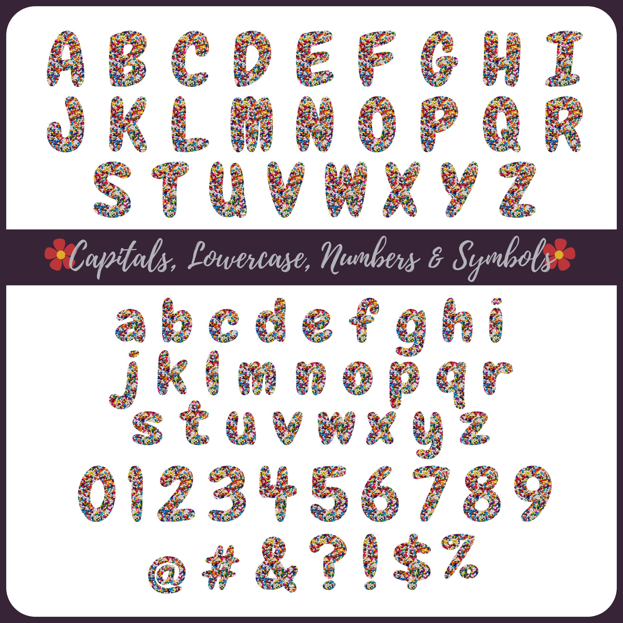 Sprinkles Digital Alphabet Set, Printable PNG Alpha Pack Design, Doodle ...