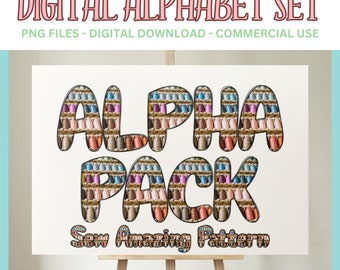 Stylized Water Digital Alphabet Set, Printable PNG Alpha Pack Design ...