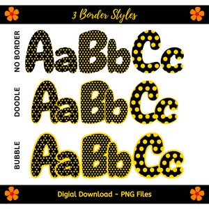 Yellow Polka Dot Digital Alphabet Set, Printable PNG Alpha Pack Design ...