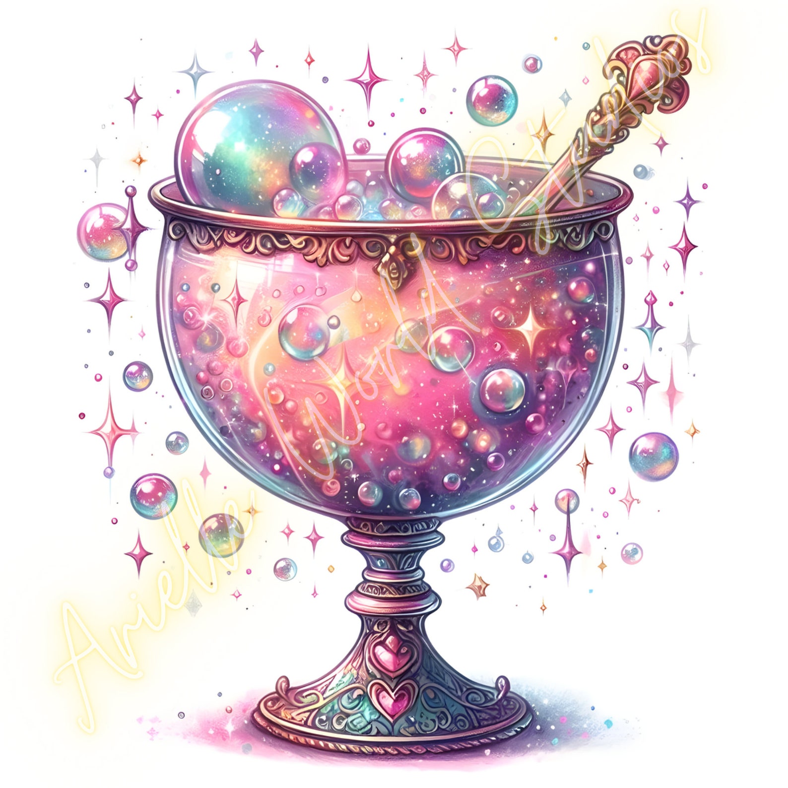 Glittery Pink Cup Clipart Sparkly Goblet Png Iridescent Goblet Digital ...