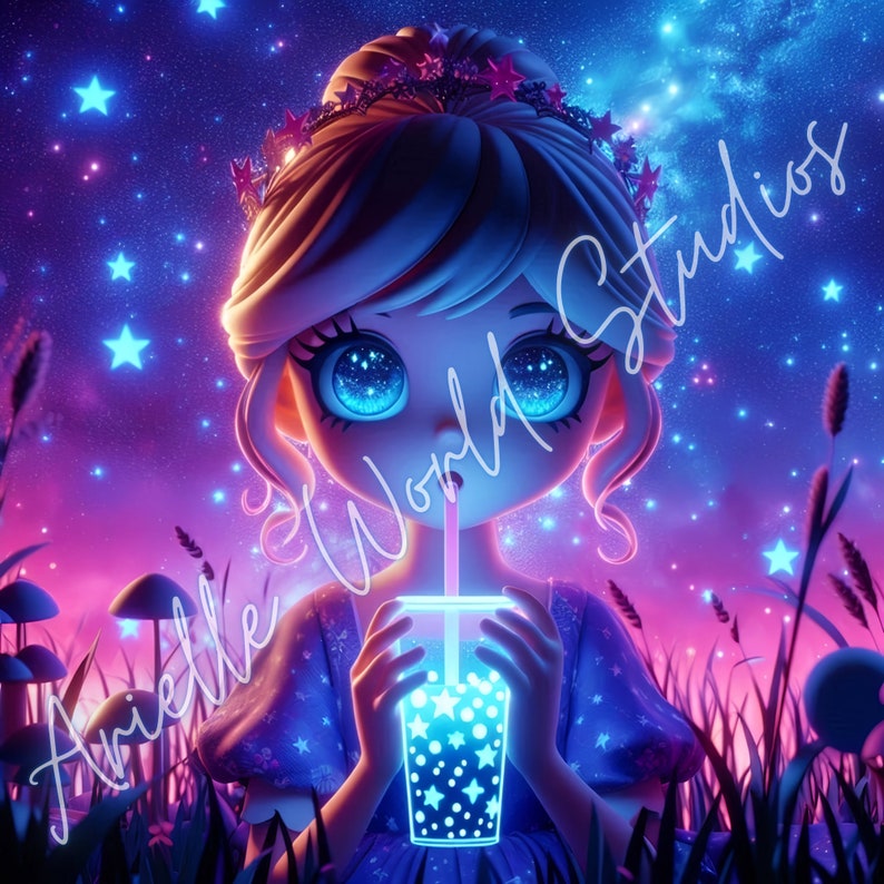 Adorable Glowing Boba Black Princess Clipart Black Girl Princess ...