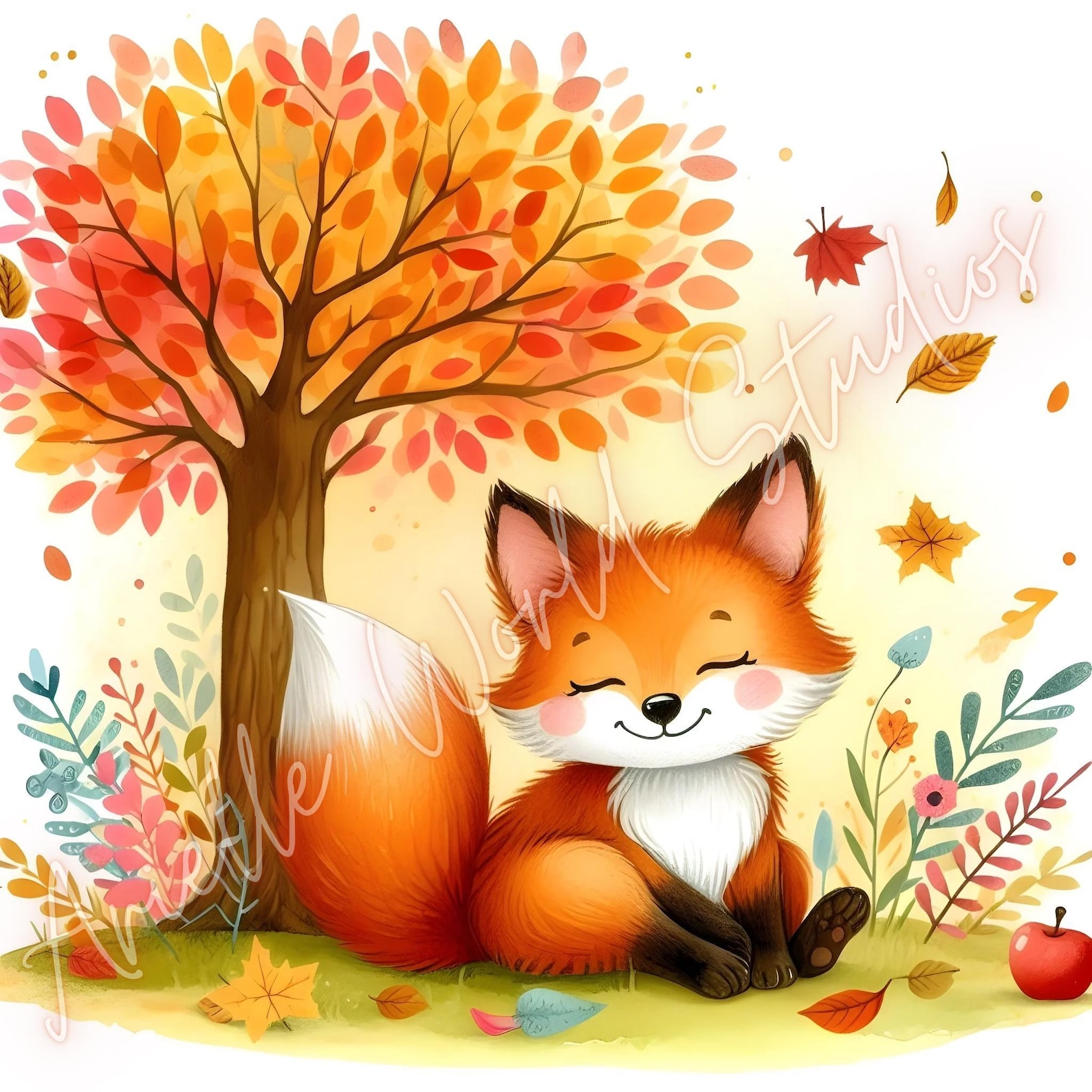 Autum Fox Clip Art Fall Fox Nursery Print Fall Fox Invitation Theme ...