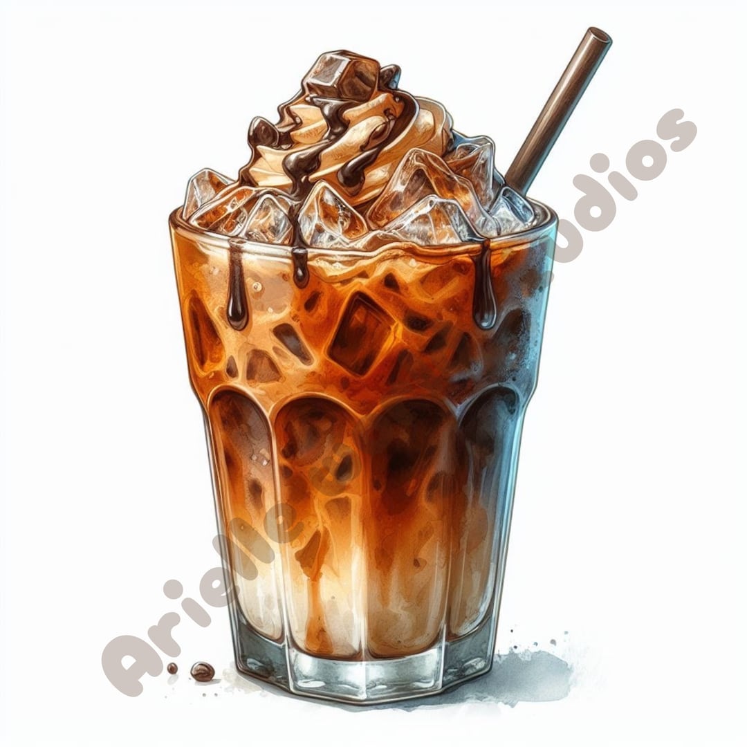 Watercolor Iced Coffee Png, Clipart, Digital Download, Digital File ...