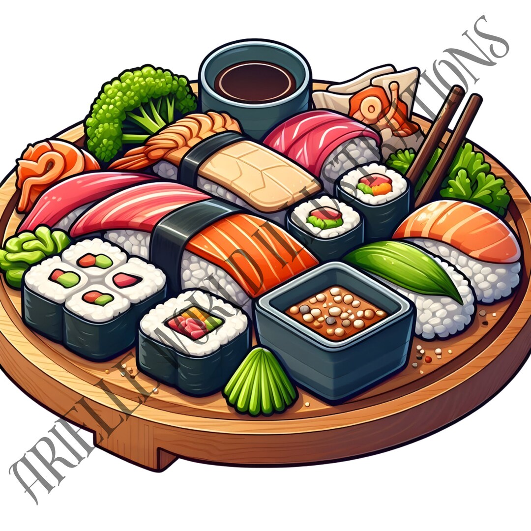 Sushi Clipart, Fantasy,sketch, Nursery Print, Png, Digital File ...