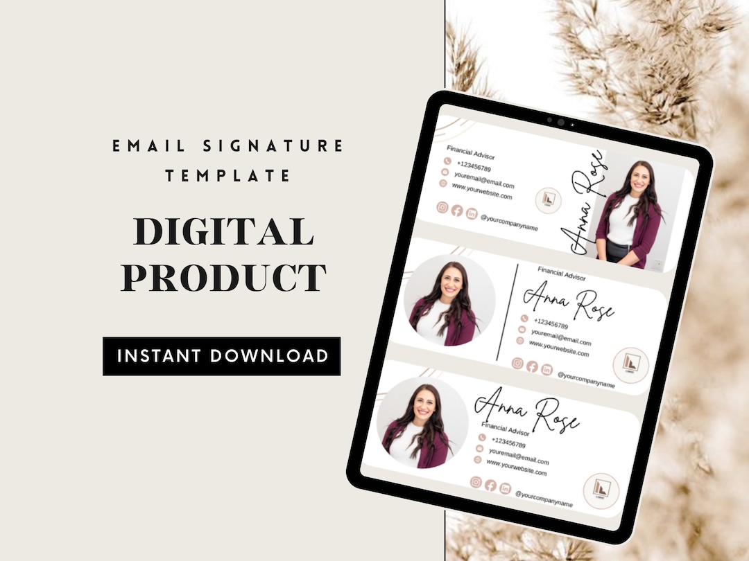 Email Signature Canva Template Neutral With Logo and Photo - Etsy