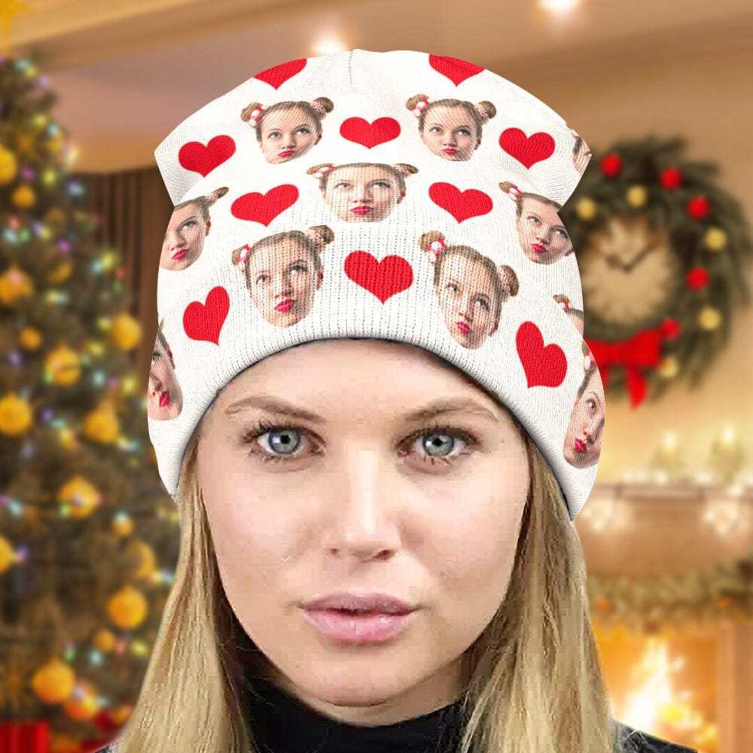 Custom Face Beanie Hat Warm Soft Knit Hat Winter Cap Gifts for Lovers ...