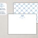 Personalized Trellis Bow Note Cards, Editable Watercolor Blue Bow ...