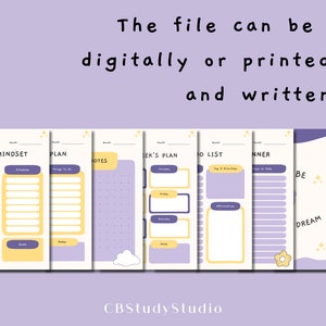 Set of 8 Printable Planner Sheets Purple Bear Cute Notebook Digital ...