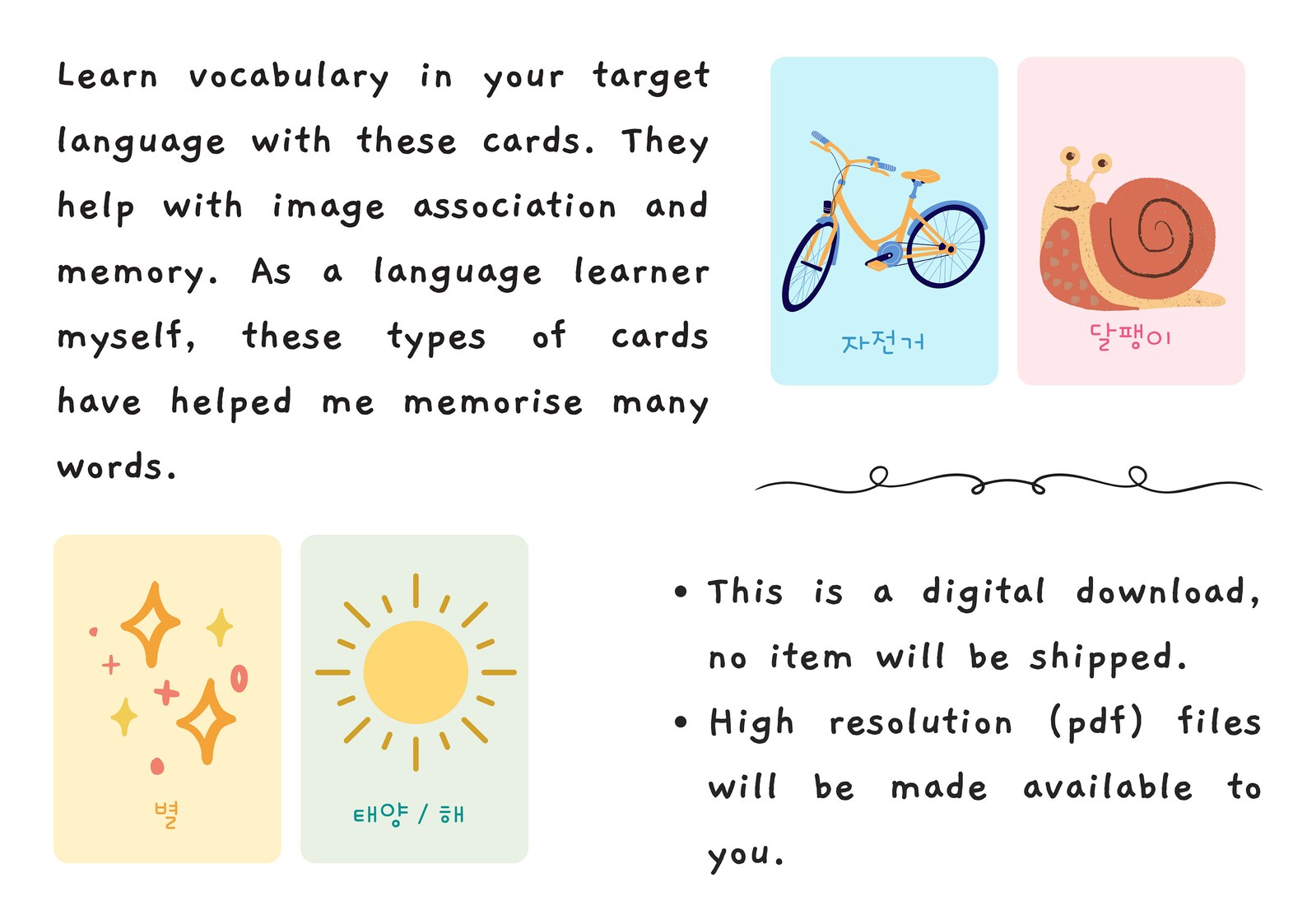 Printable Korean Flashcards Set of Over 200 Language Learning 한국어 Learn ...