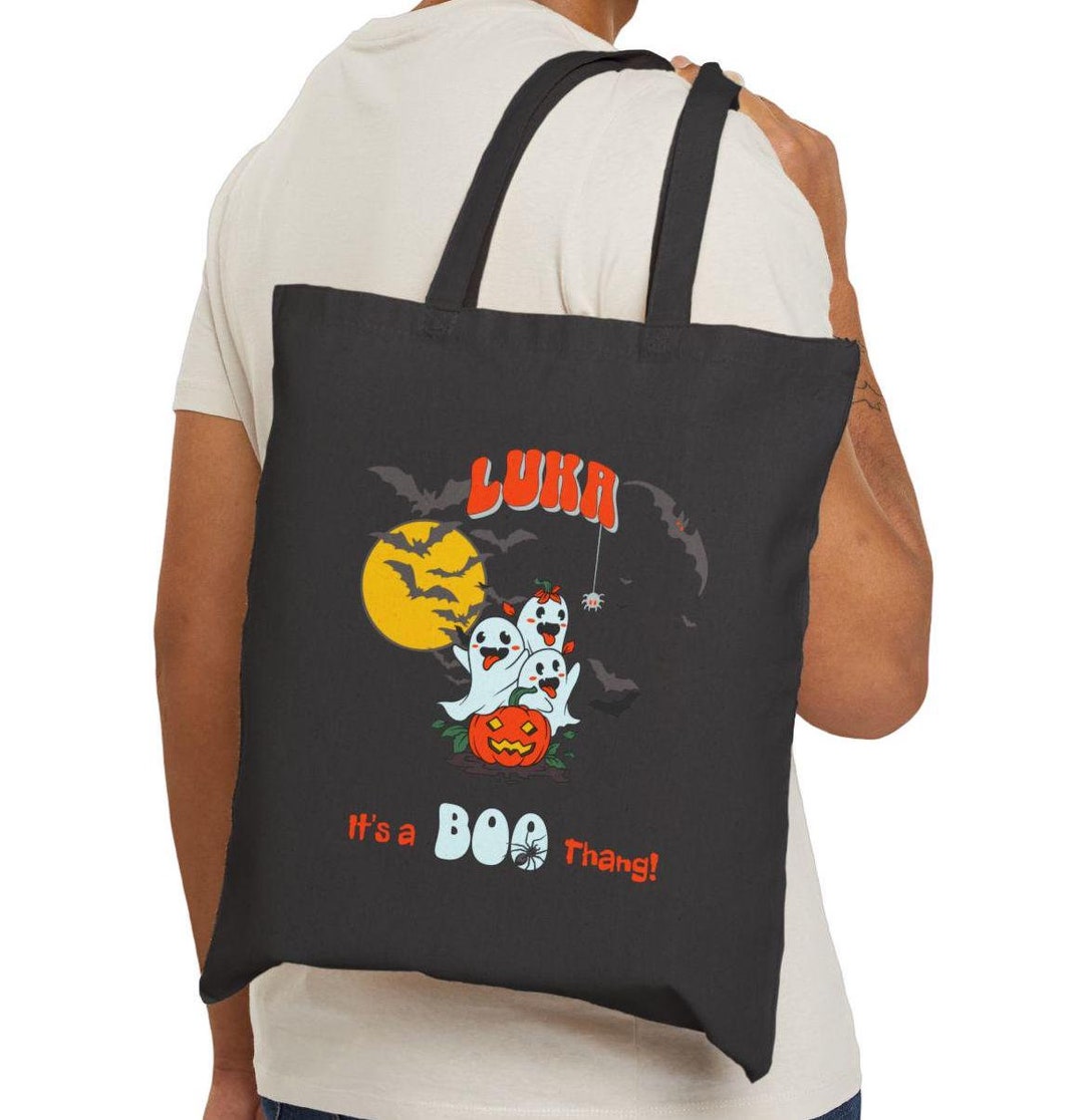 Cute Boo Thang Ghost Pumpkin Jack 0 Lantern Bats Trick or Treat Bag ...