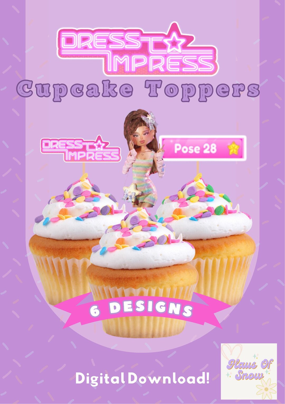 Roblox Dress to Impress DTI Cake Toppers - Cupcake Design Printable ...