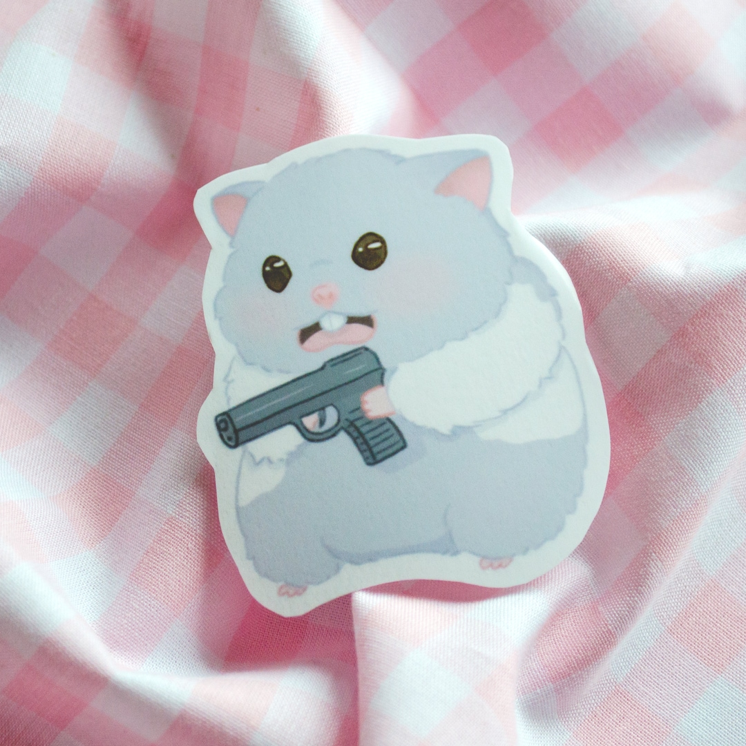Hamster With Gun // Funny Cute Meme Hamster Sticker - Etsy