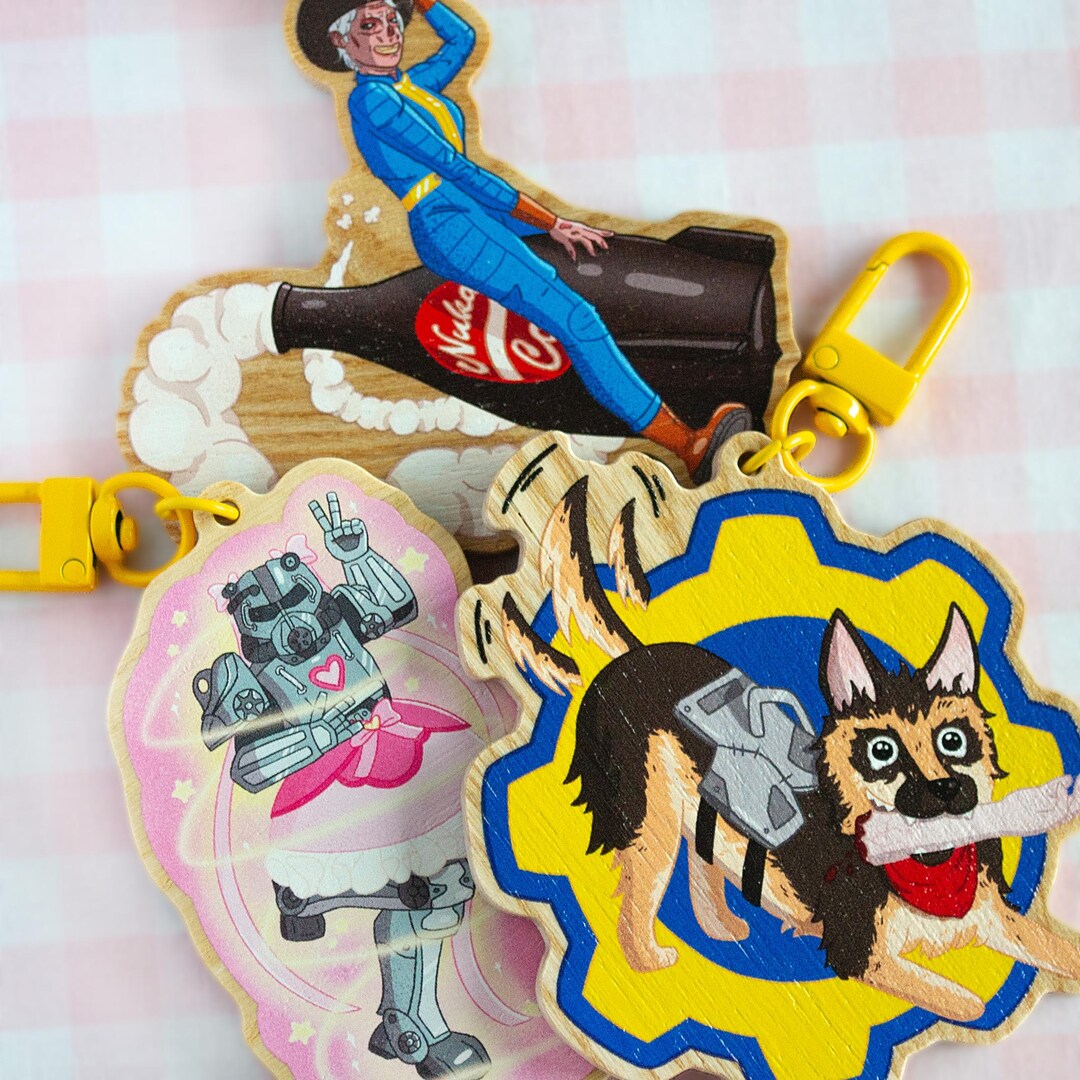 Fallout Wooden Keychains Double Sided // Dogmeat Power Armor Nuka Ghoul ...