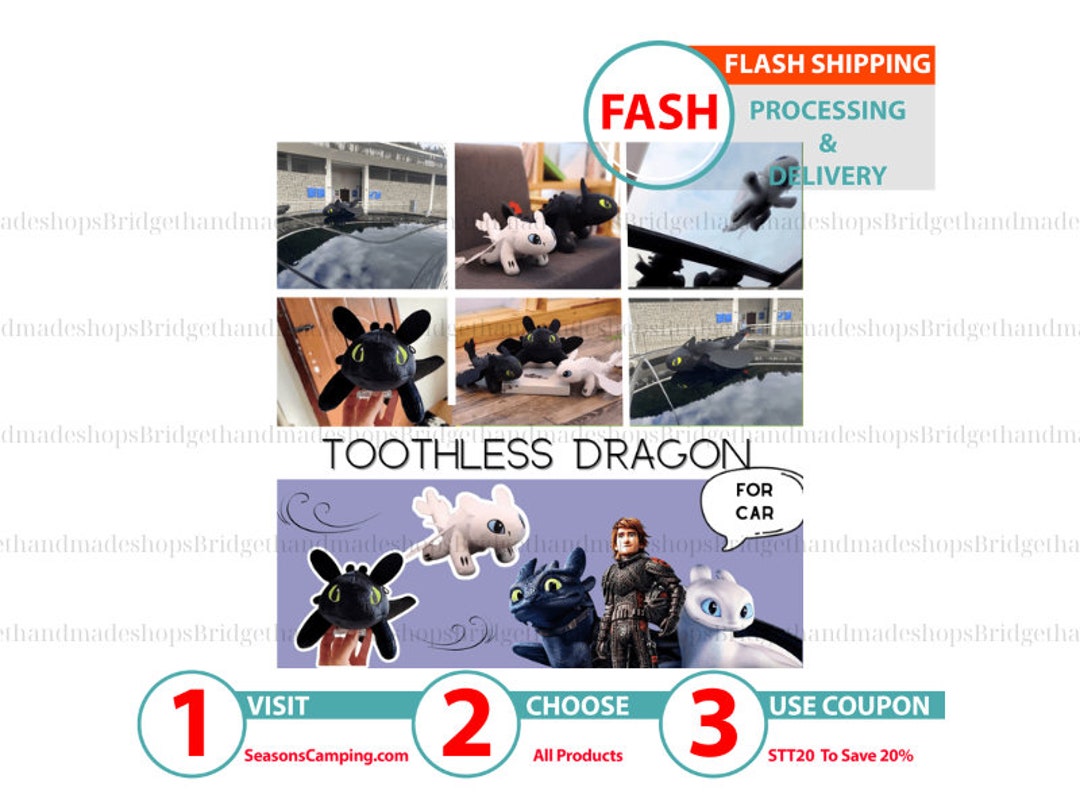 Toothless Dragon Car Accessory and Plush Toy With Waving Wings - Etsy